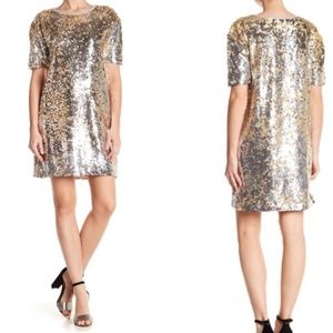 free press | Dresses | Nwt Nordstrom Metallic Gold Silver Sequin Dress ...